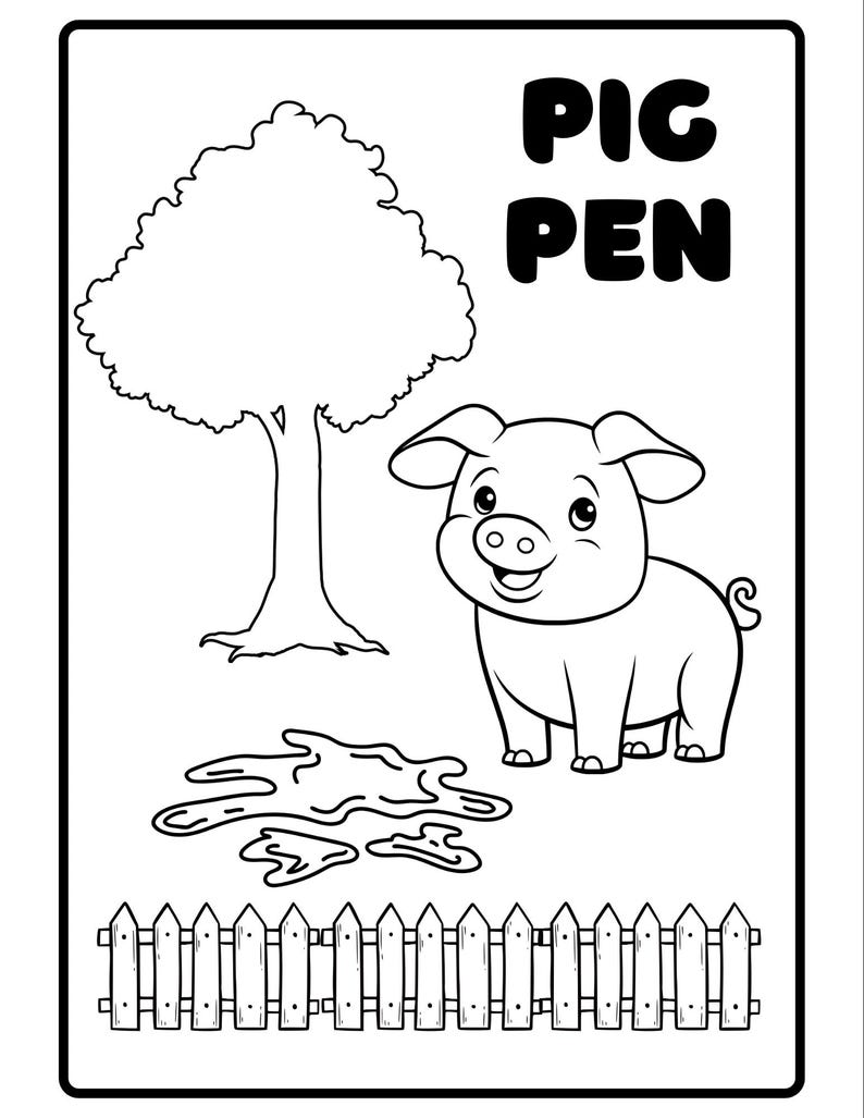 10 Page Farm Coloring Book Printable Download, Farm Animals, Preschool ...