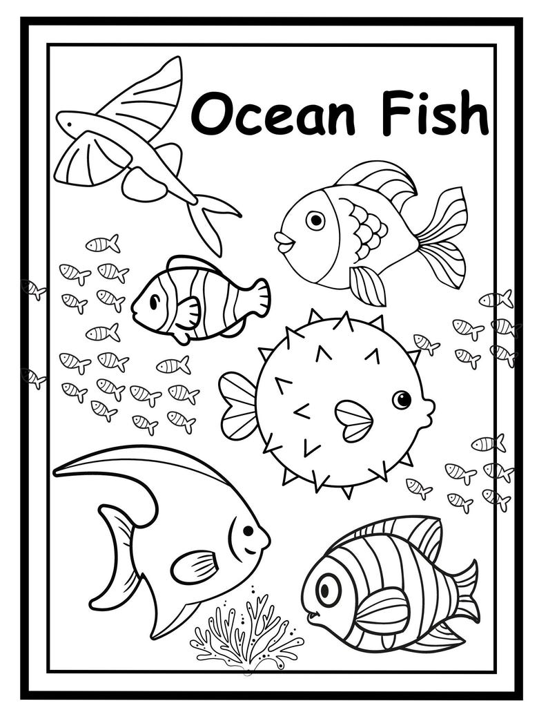 10 Page OCEAN Coloring Book Printable Download, OCEAN Animals ...