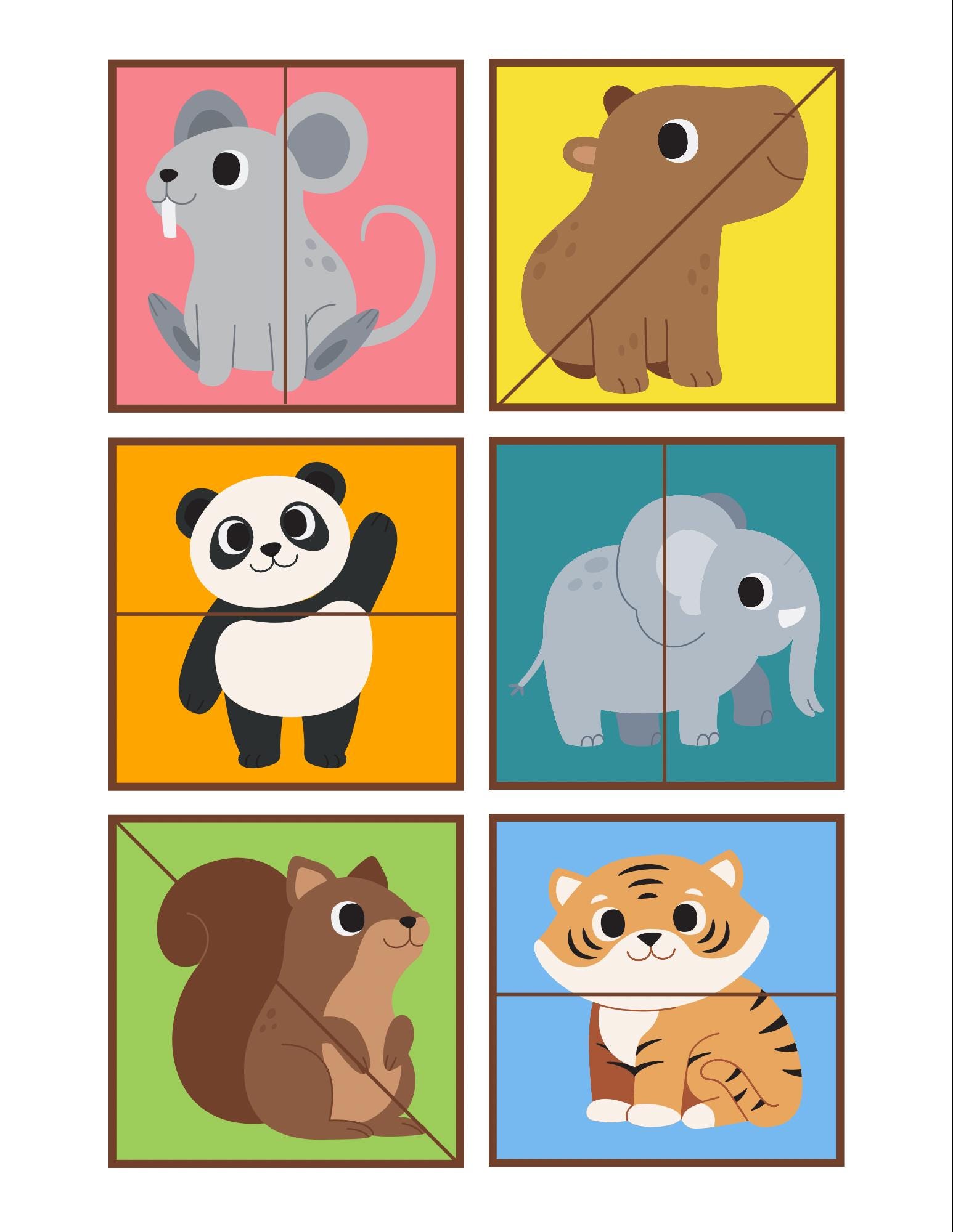 Downloadable Easy Toddler Puzzle Printables, 32 Pieces, 16-2 Piece ...