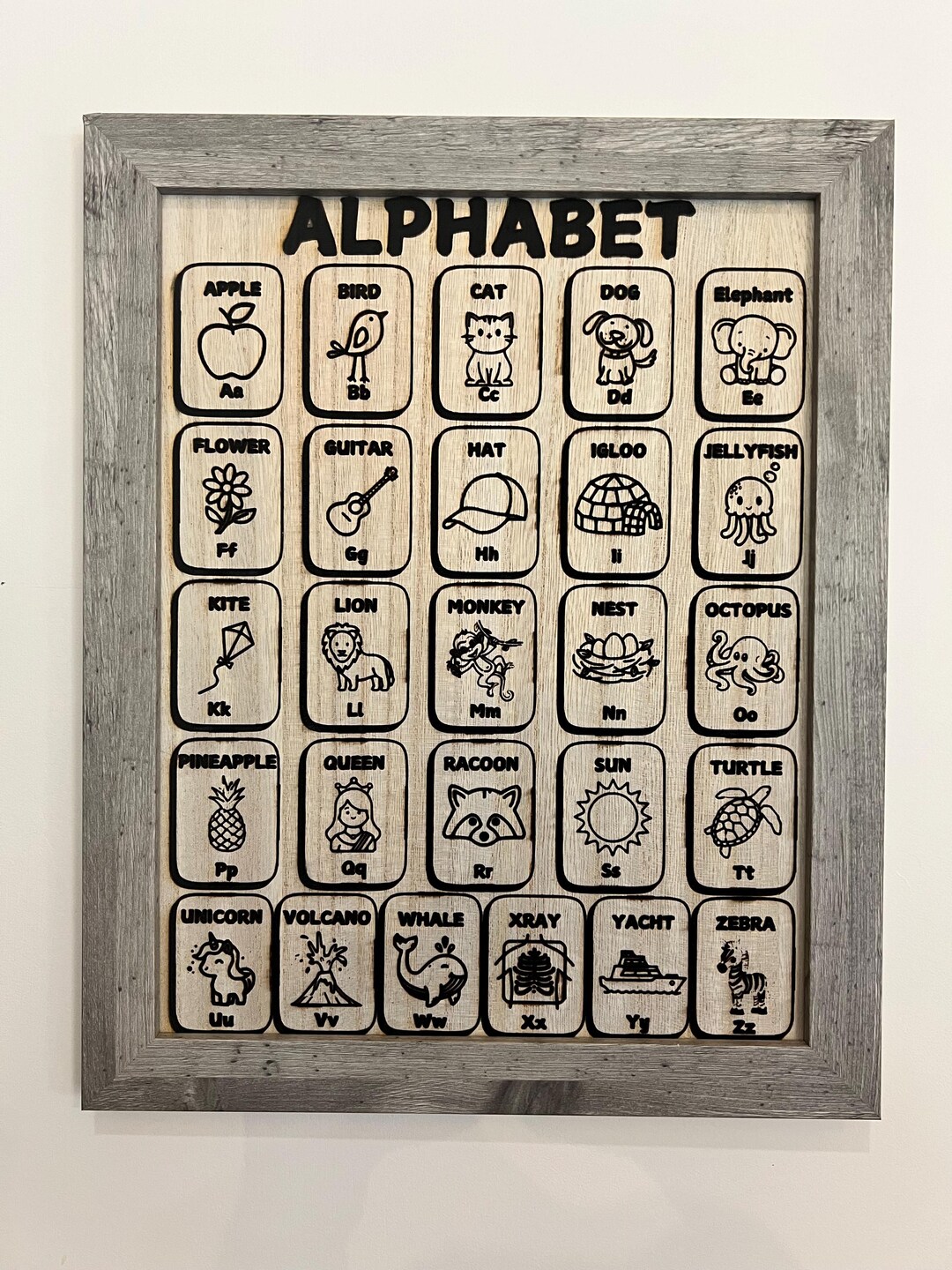 Montessori Inspired Alphabet Wood Wall Hanging | Laser Etched | Child’s ...