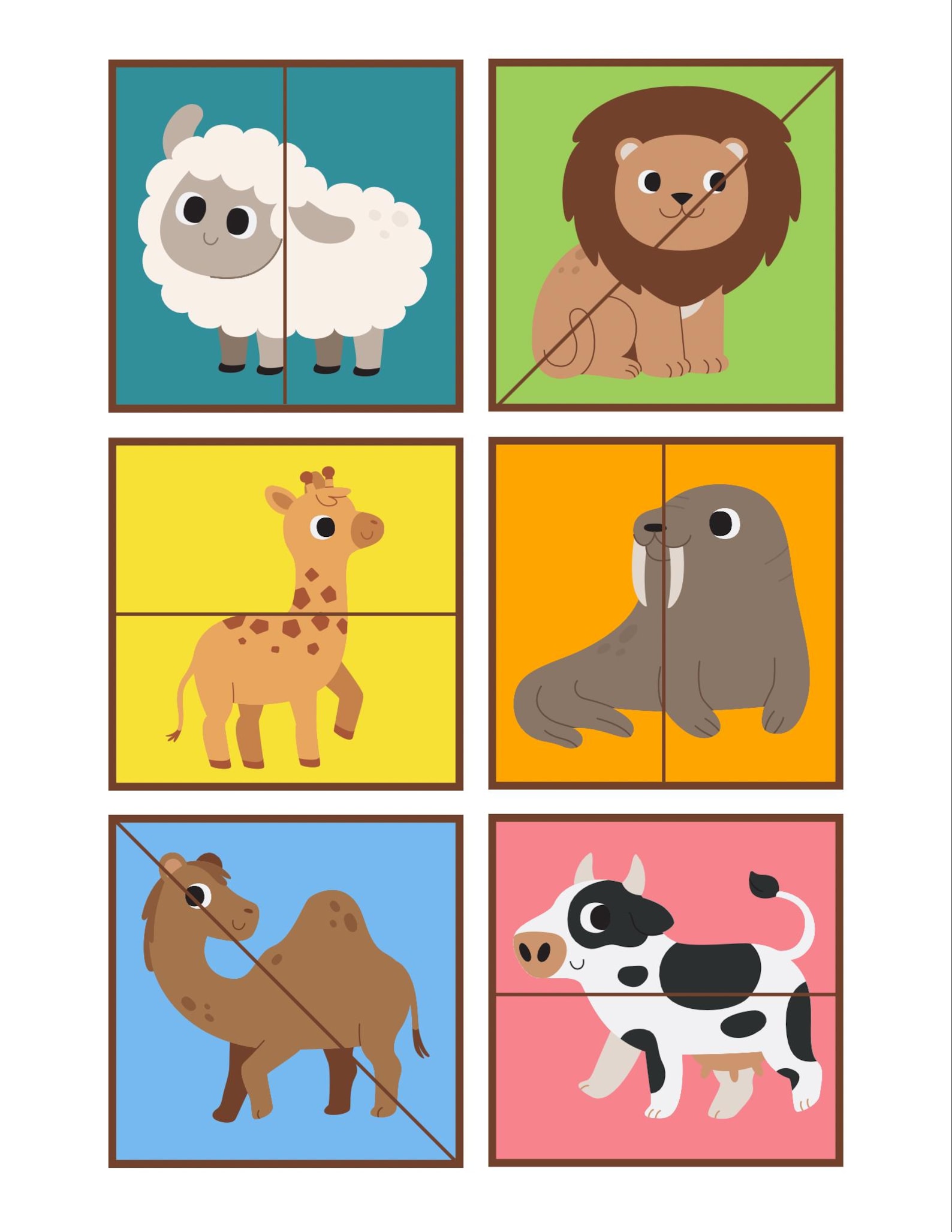 Downloadable Easy Toddler Puzzle Printables, 32 Pieces, 16-2 Piece ...