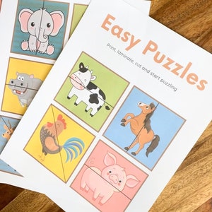 Downloadable Easy Toddler Puzzle Printables, 32 Pieces, 16-2 Piece ...