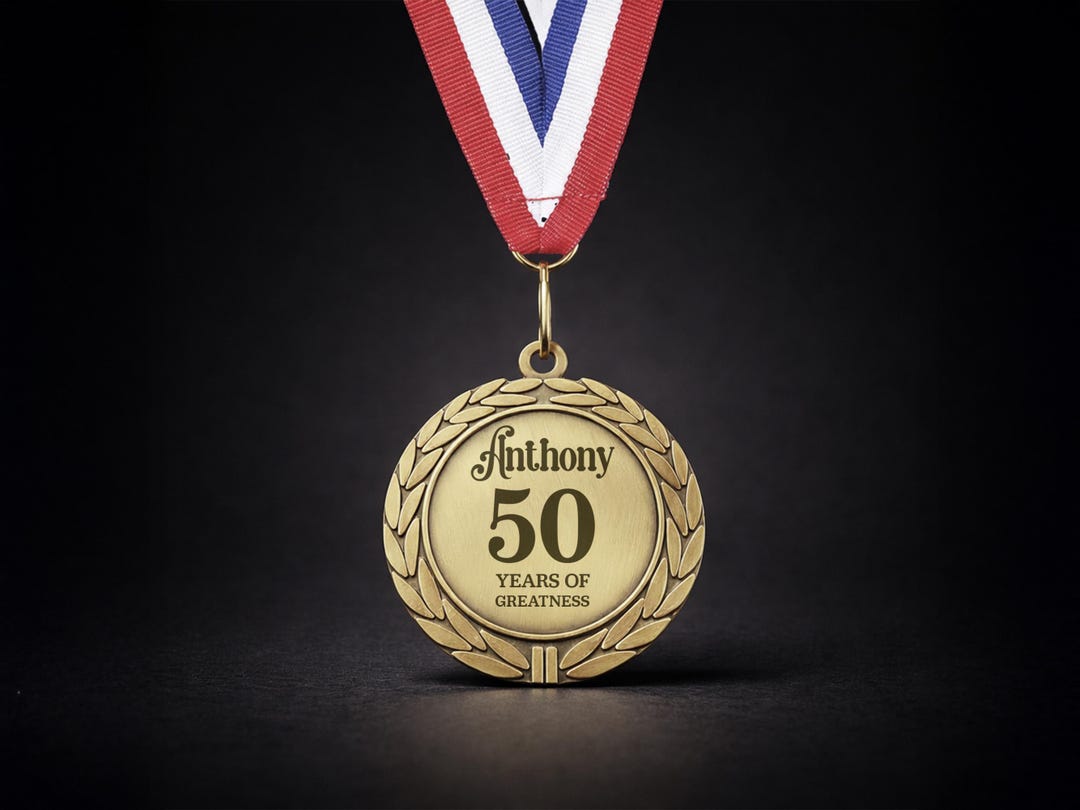 Medalla de 50 cumpleaños personalizada, grabada a medida, regalo de ...
