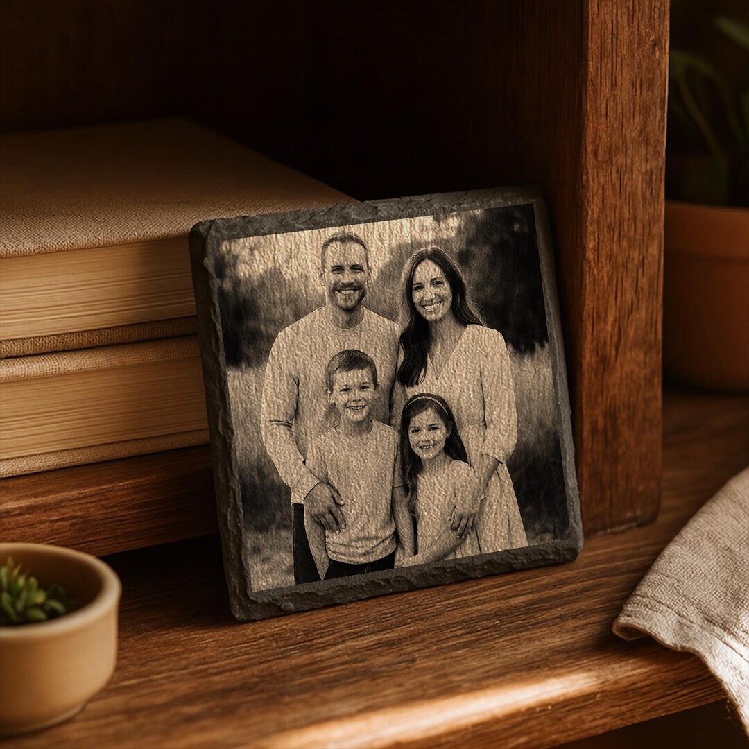 Custom Photo Engraved Rock Coaster, Personalized Stone Coaster With ...