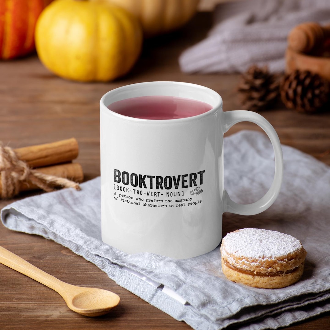 Booktrovert Ceramic Mug, Funny Quote Tea Cup, Coffee Lover Gift, Office ...