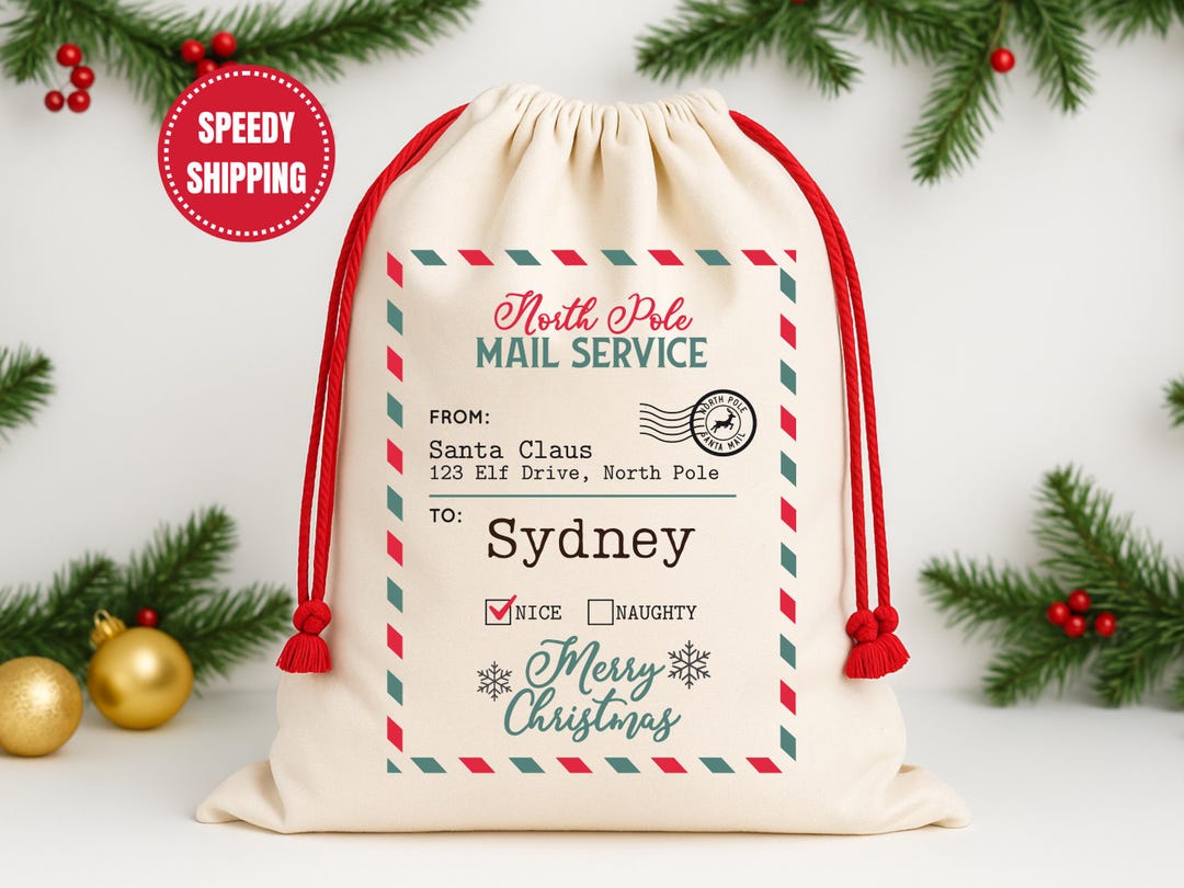 North Pole Mail Santa Sack – Personalized Christmas Bag – From Santa to ...