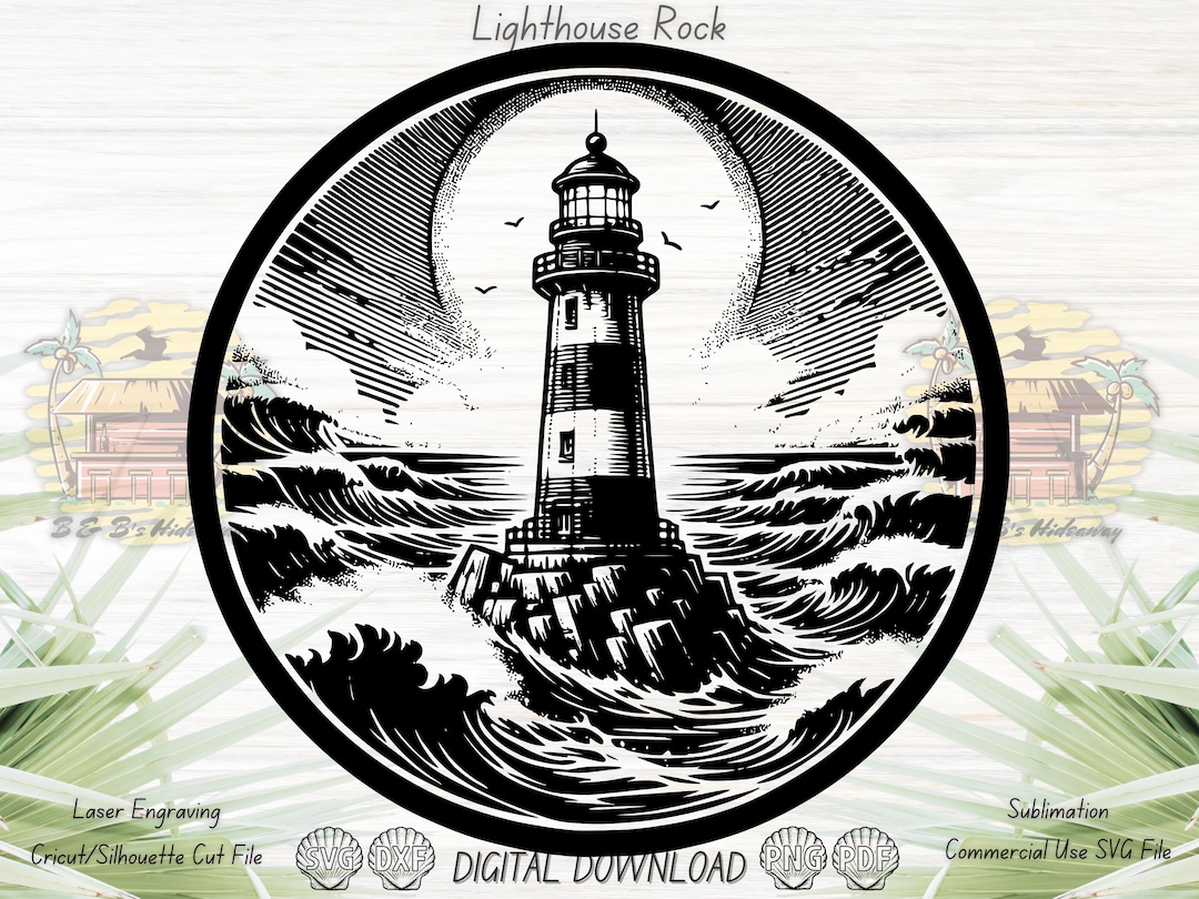 Lighthouse SVG File, Digital Download for Laser Engraving, Lighthouse ...