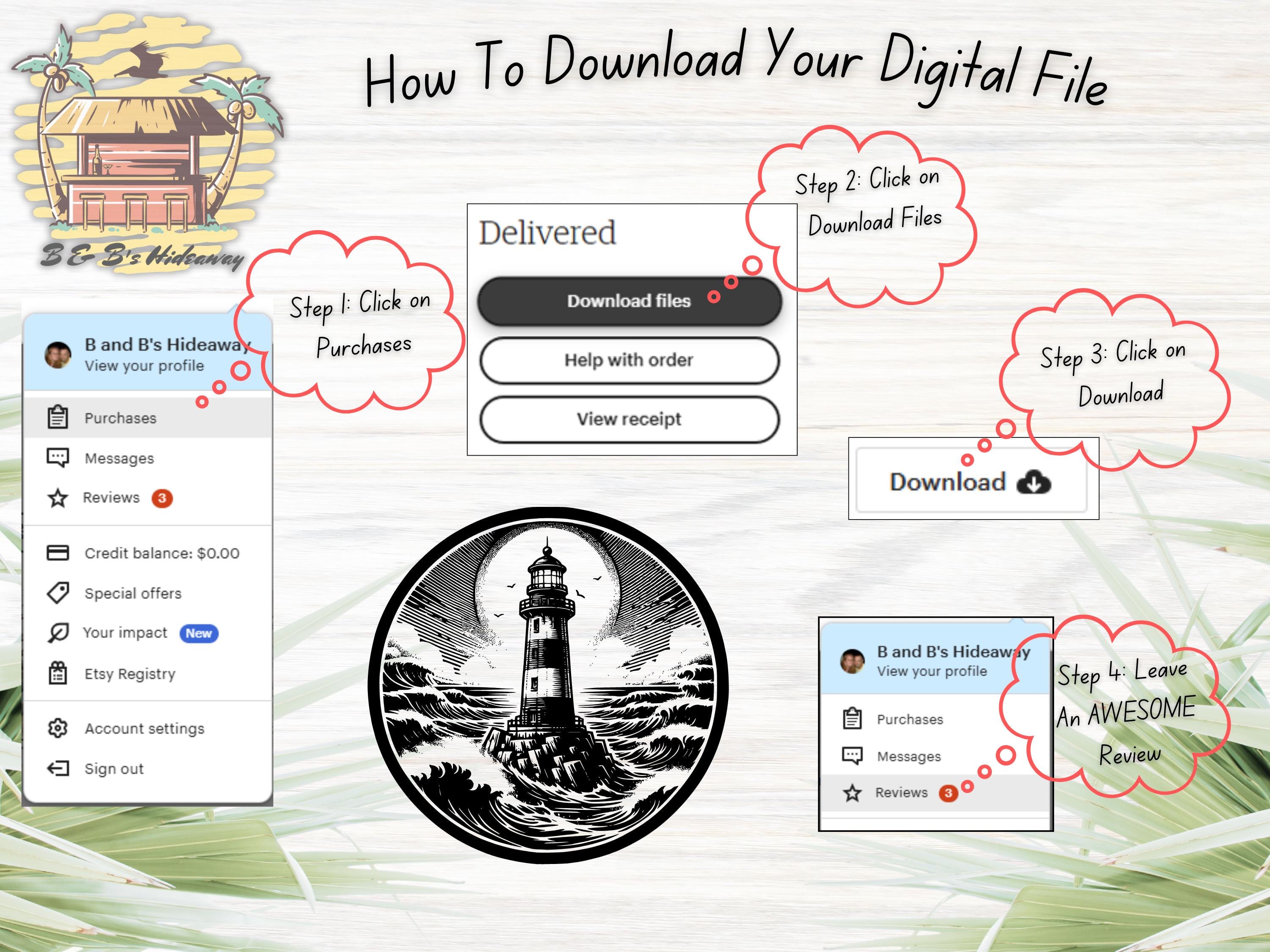 Lighthouse SVG File, Digital Download for Laser Engraving, Lighthouse ...
