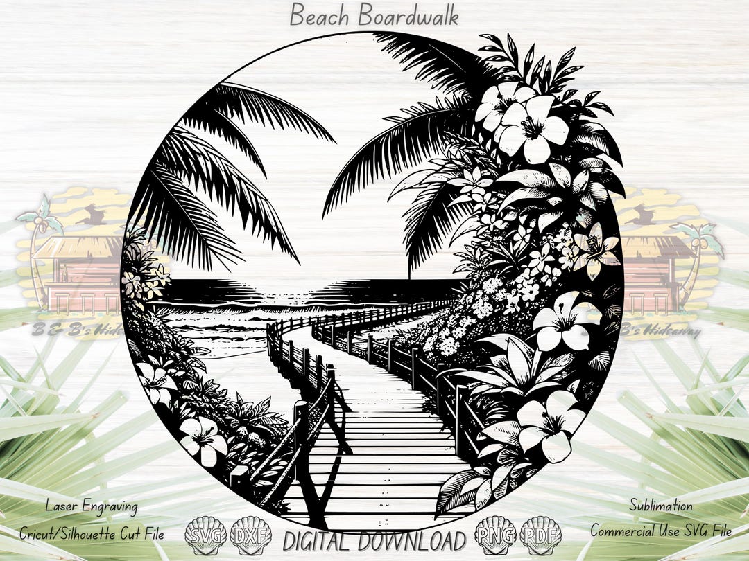 Tropical Beach Boardwalk Pathway SVG, Digital Download for Laser ...