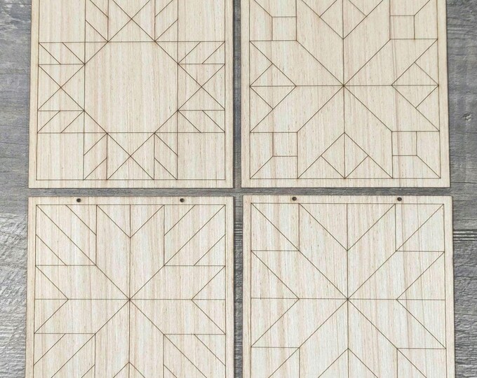 Barn Quilt Ladder Blanks - Set of (4) 12" Unpainted Patterns With ...