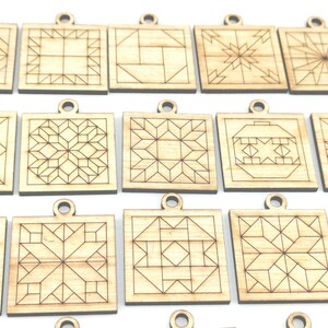 Laser Cut Mini Barn Quilt Ornament Set of 30 - CO5 - Mosaics Cut Shapes ...