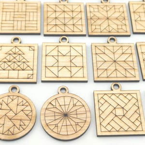 Laser Cut Mini Barn Quilt Ornament Set of 30 - CO5 - Mosaics Cut Shapes ...