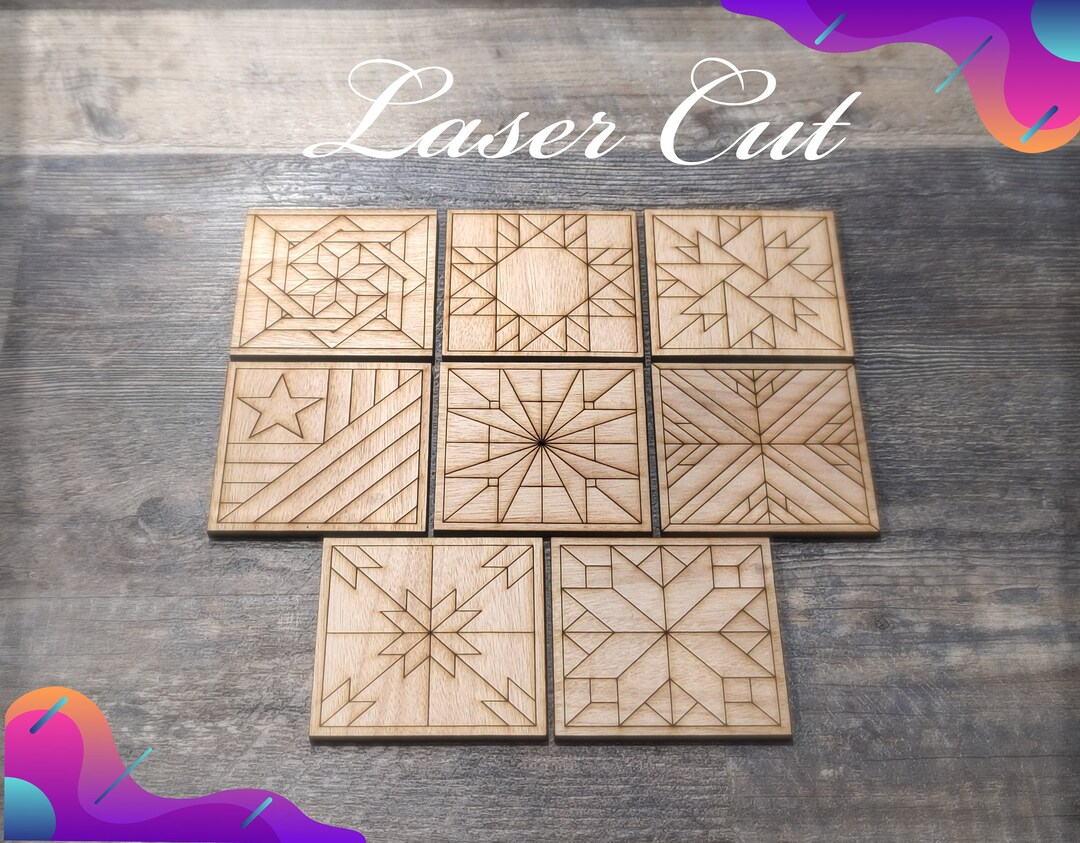 Laser Cut 8-piece Barn Quilt Blanks Supplies for Creative DIY Art Home ...
