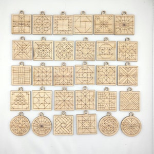 Laser Cut Mini Barn Quilt Ornament Set of 30 - CO5 - Mosaics Cut Shapes ...