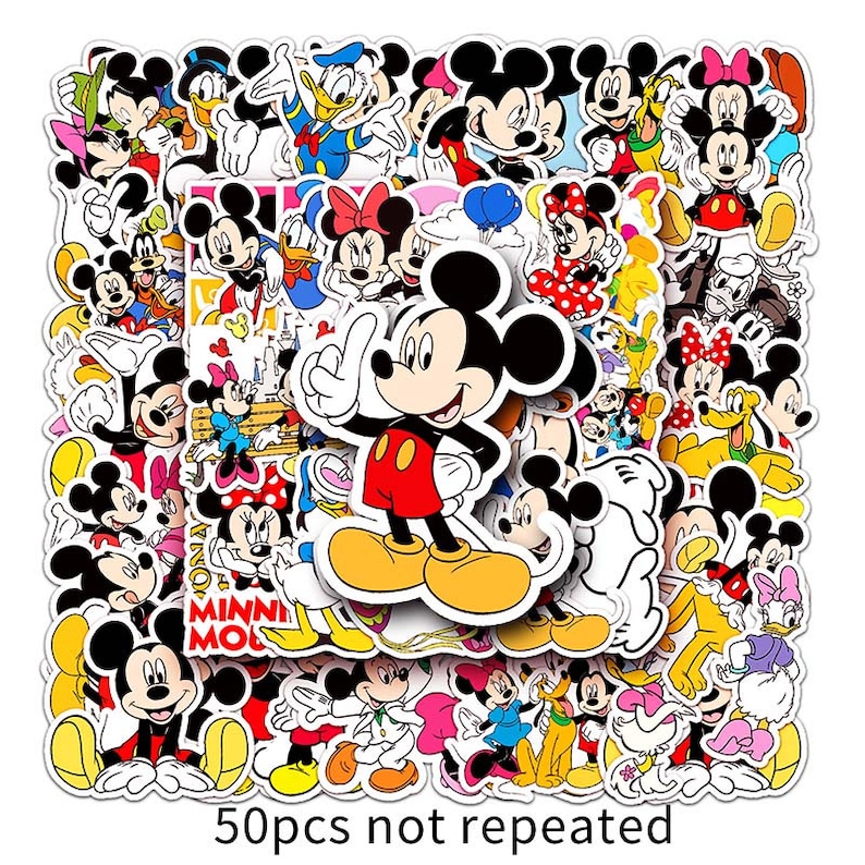 50pcs Thick Vinyl Waterproof Cute Cartoon Disney Mickey Mouse Stickers ...