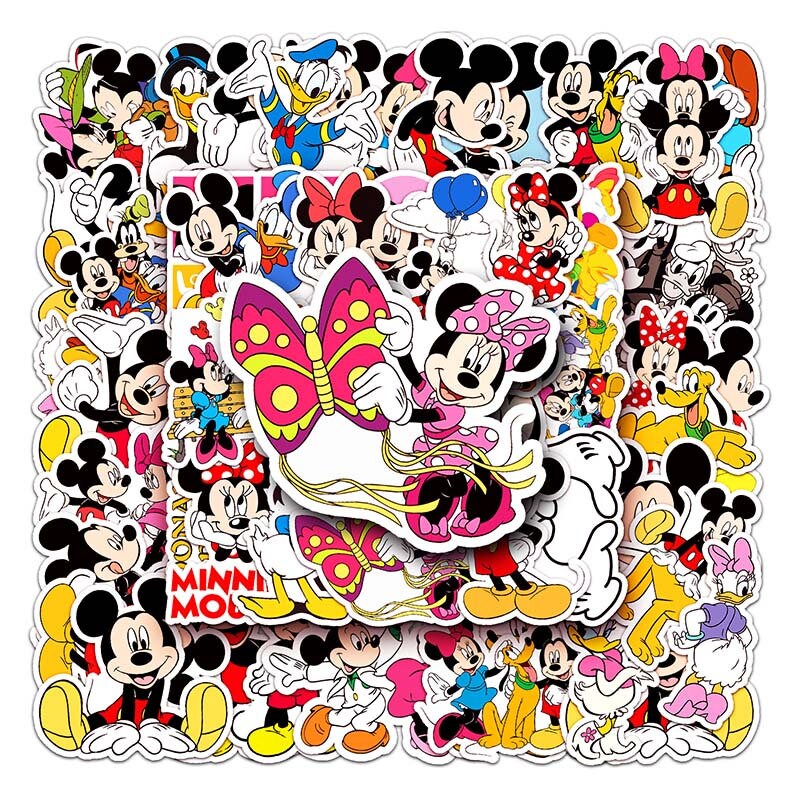 50pcs Thick Vinyl Waterproof Cute Cartoon Disney Mickey Mouse Stickers ...