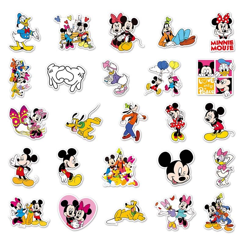 50pcs Thick Vinyl Waterproof Cute Cartoon Disney Mickey Mouse Stickers ...