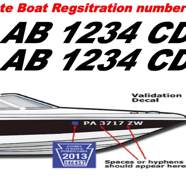 Boat Registration Decal - Etsy