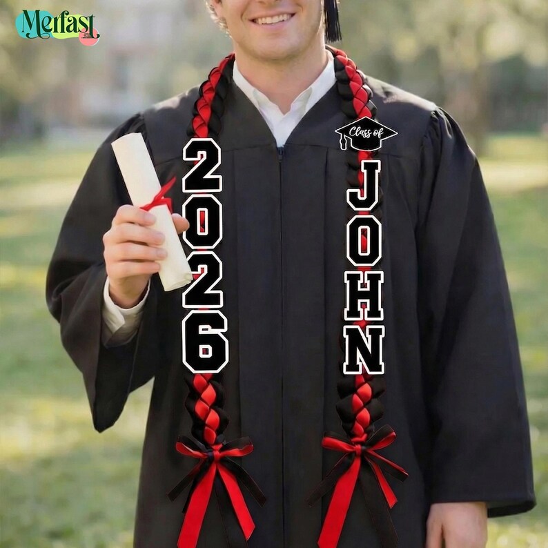 Personalized 2026 Graduation Lei, Custom Name Ribbon Lei Class of 2026 ...