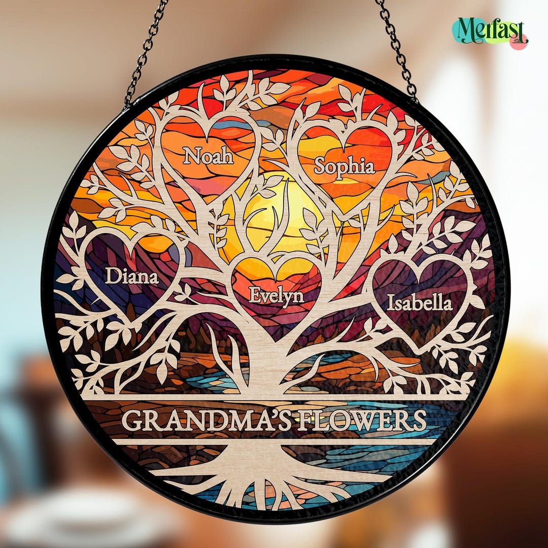 Personalized Tree of Life Family Suncatcher, Custom Family Name ...