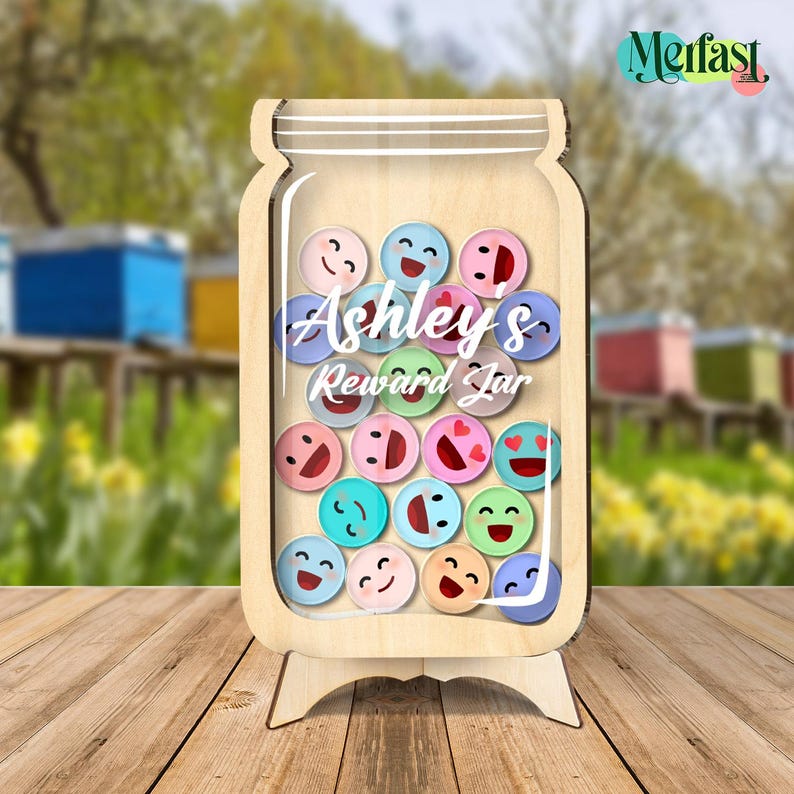 Custom Smiley Face Reward Jar, Name Jar for Teachers and Students, Back ...
