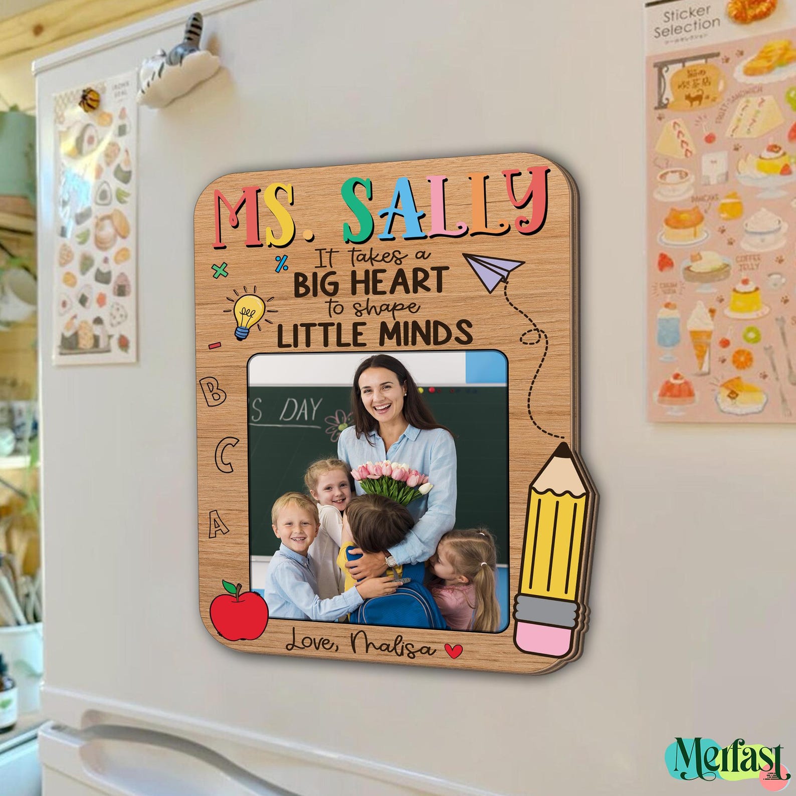 Custom Teacher Appreciation Photo Magnet, Personalized Teacher Fridge ...