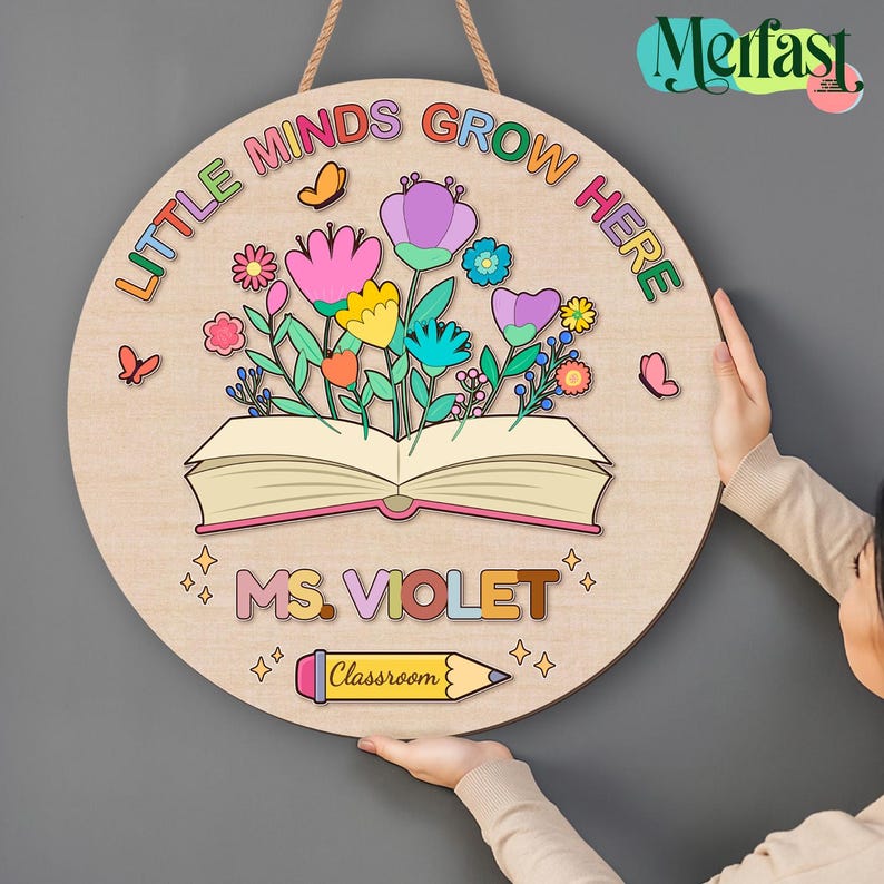 3D Floral Classroom Welcome Sign, Custom Floral Door Hanger, Back to ...