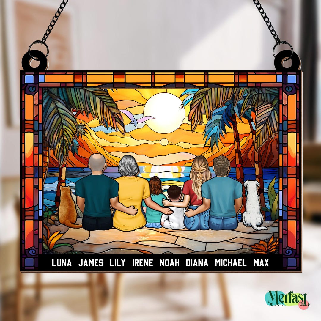 Personalized Family Members Suncatcher, Family Name Suncatcher, Window ...
