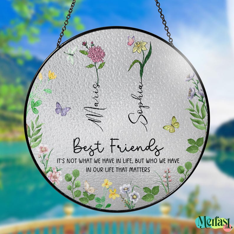 Personalized Friendship Window Hanging, Best Friend Suncatcher, Birth ...