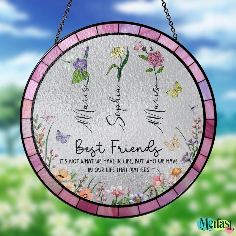 Personalized Friendship Window Hanging, Best Friend Suncatcher, Birth ...