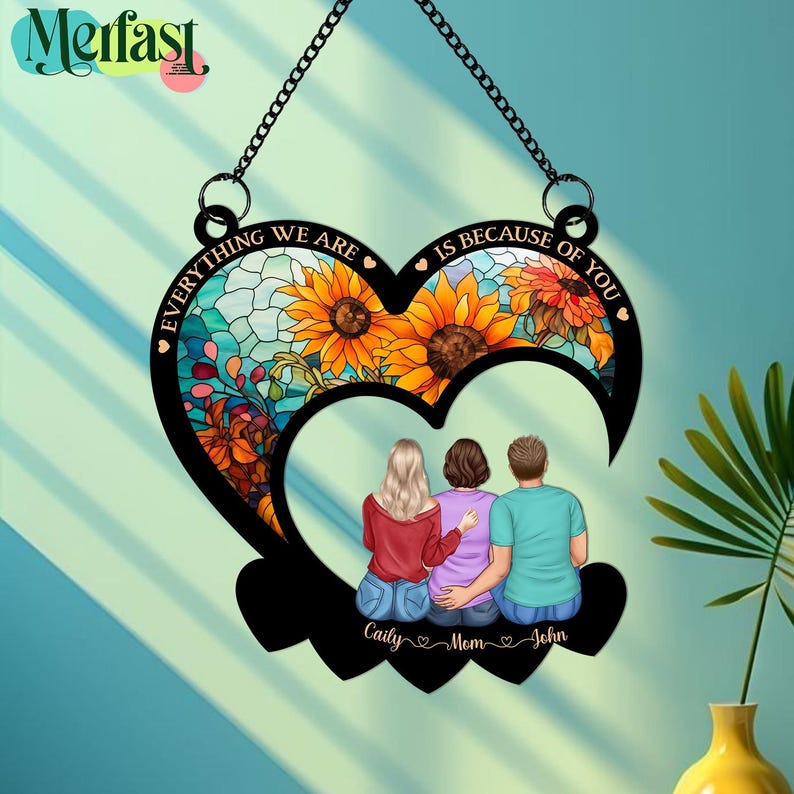 Personalized Daughters and Mom on the Moon Window Hanging Suncatcher ...
