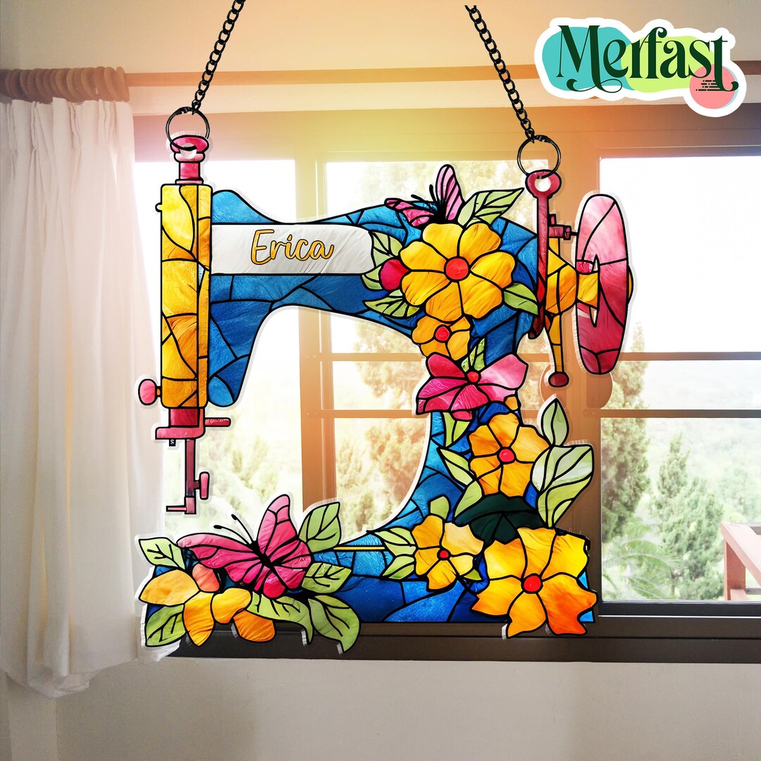 Personalized Sewing Machine Window Hanging, Sewing Machine Acrylic ...