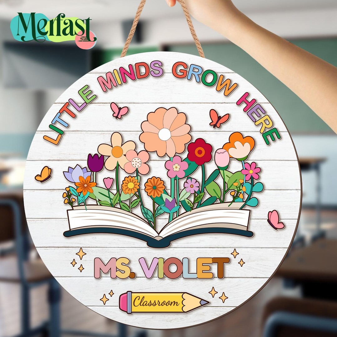 3D Floral Classroom Welcome Sign, Custom Floral Door Hanger, Back to ...