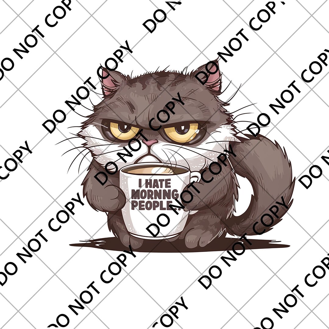 Grumpy Cat I Hate Morning People Vector Design, Funny Comedy Cat Png ...
