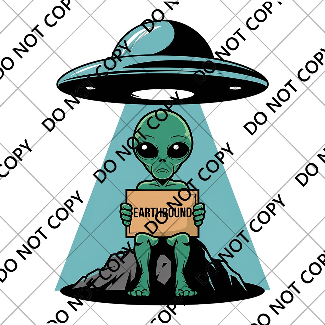 UFO With Alien Holding Earthbound Sign, Extraterrestrial Vector, Sci-fi ...