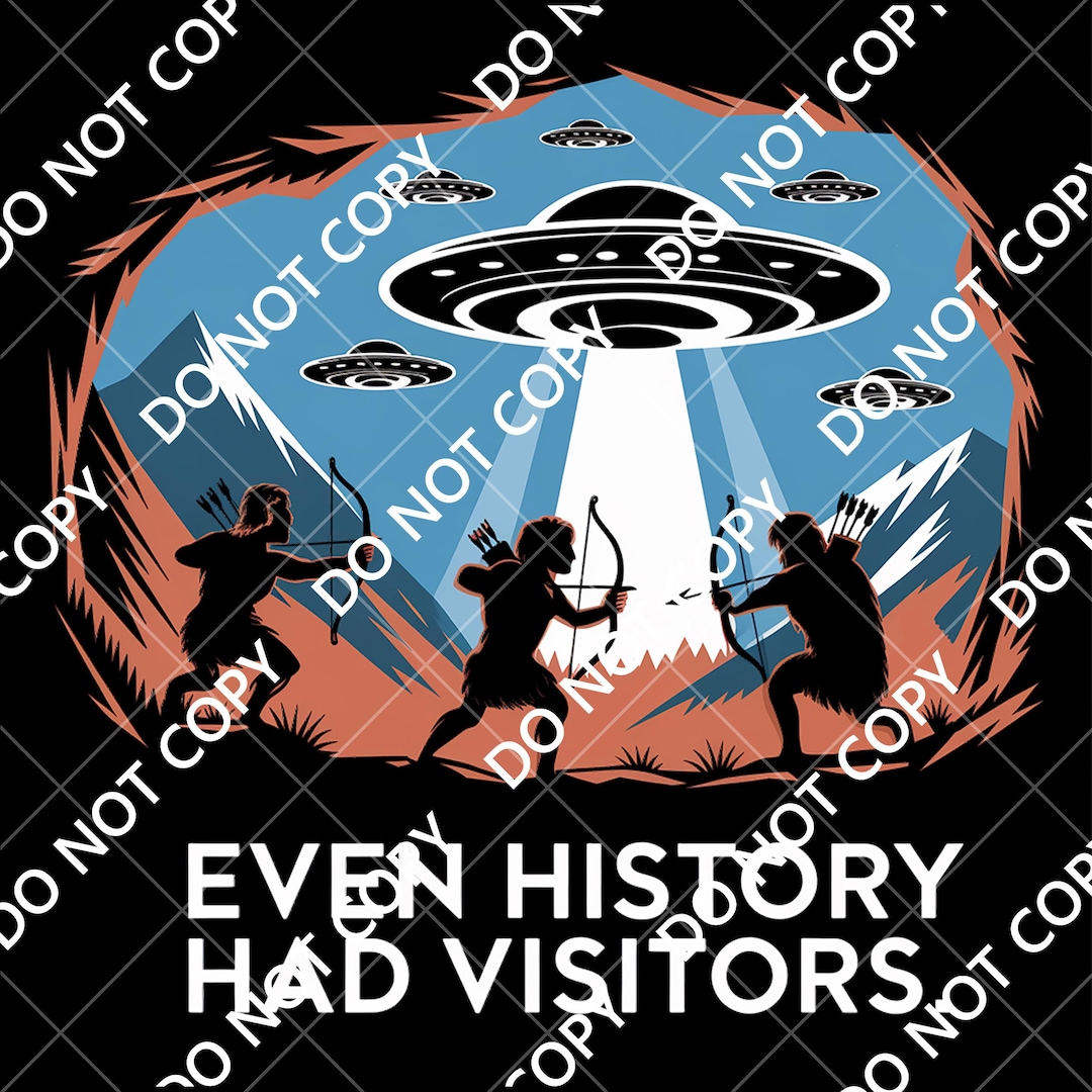 UFO Cavemen Visitors Vector, History Had Visitors PNG, Ancient Aliens ...