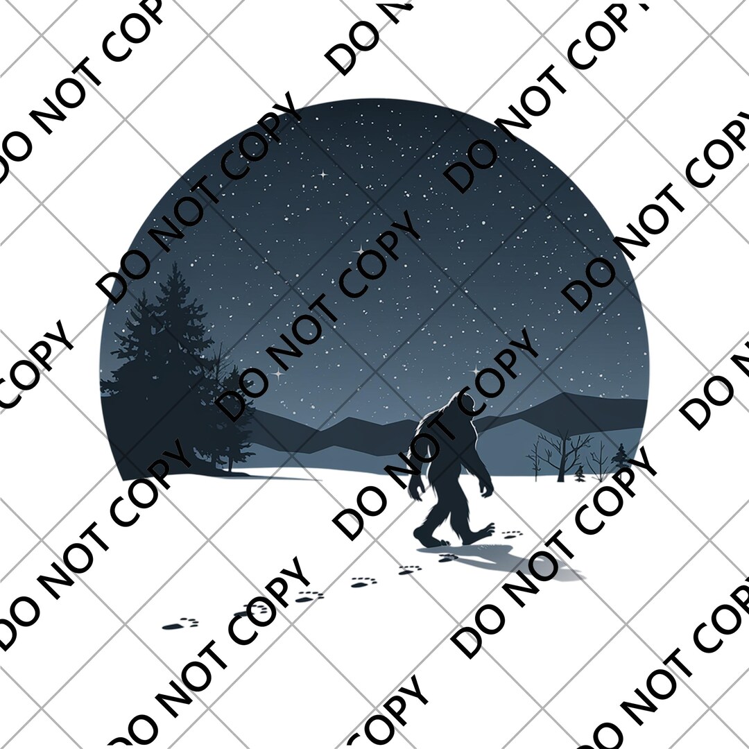 Yeti Walking Through the Snow Vector,night Sky Cryptid Art,winter Scene ...