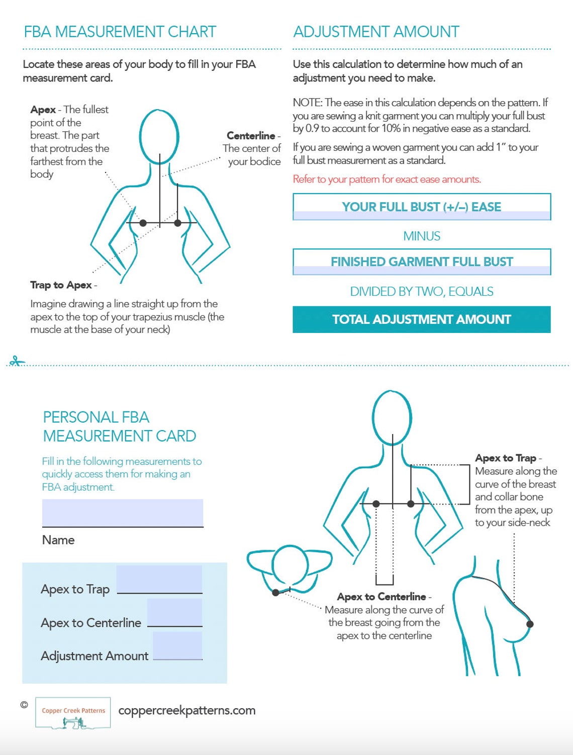 Printable Digital Women's Size Chart With Instructions and Full Bust ...