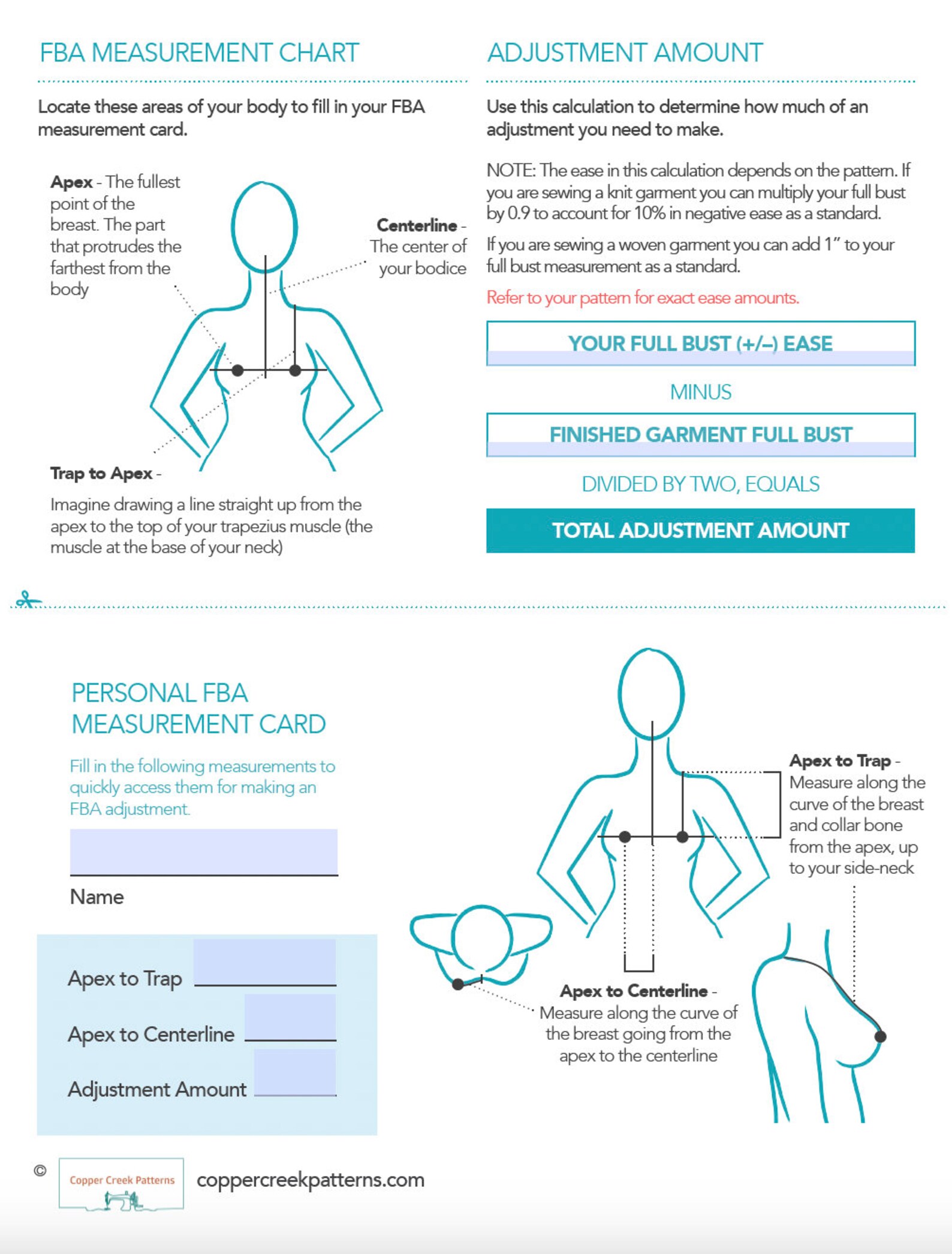 Printable Digital Women's Size Chart With Instructions and Full Bust ...