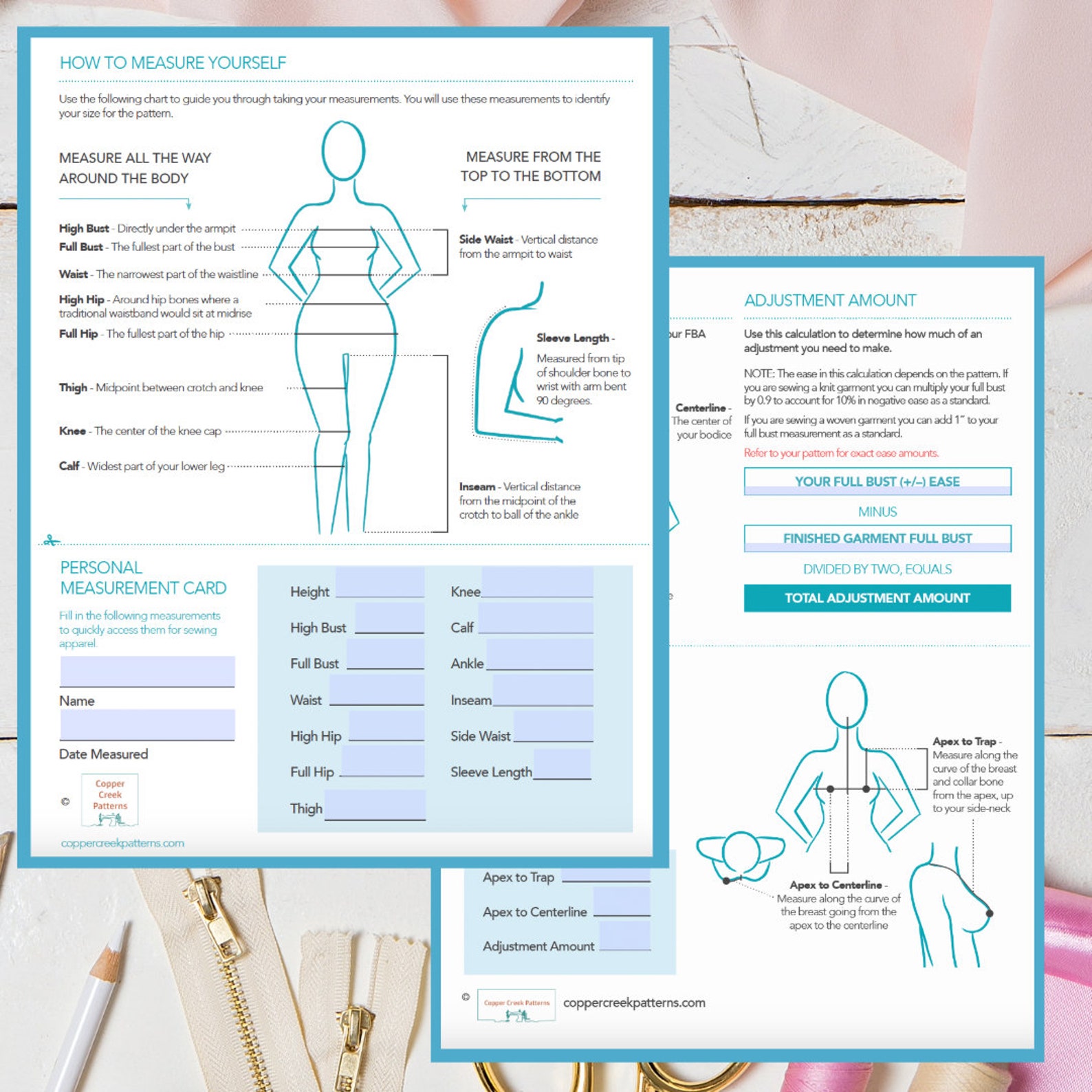 Printable Digital Women's Size Chart With Instructions and Full Bust ...