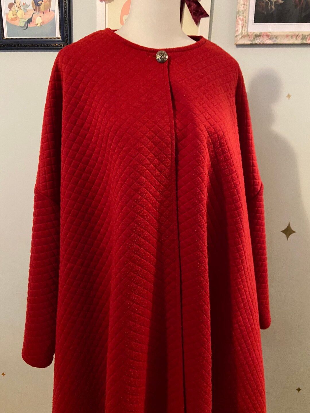 Vintage Red Quilted Swing Sweater/robe • by Morgan Taylor • One Size ...
