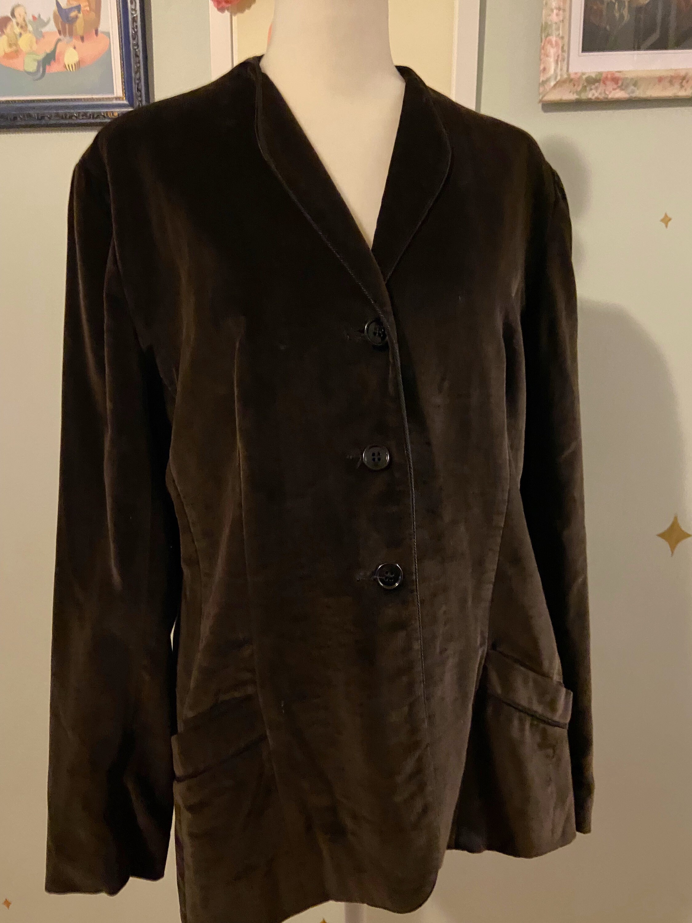 Vintage Chocolate Brown Velour Blazer - Etsy