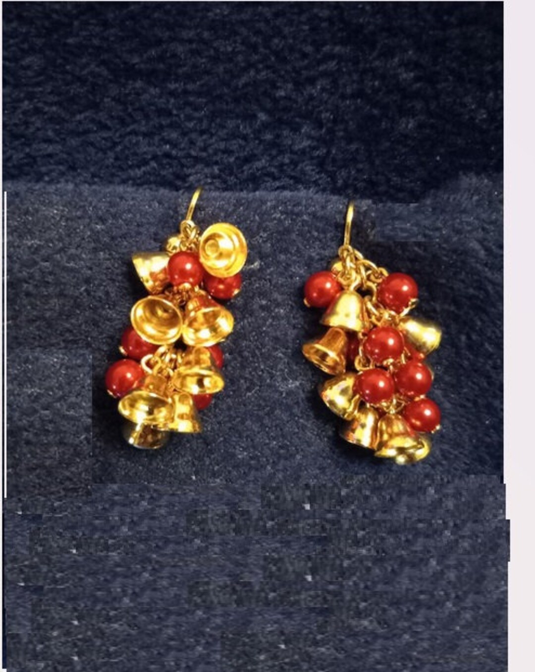 Vintage Avon Gold Tone Bells With Red Ball Dangling Clip on Earrings ...