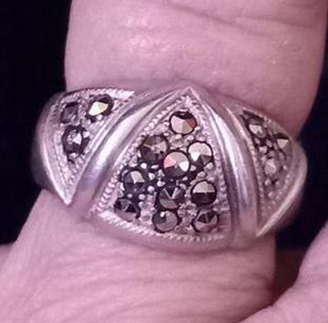 Vintage Sterling Silver Marcasite Dome Style Ring - Etsy
