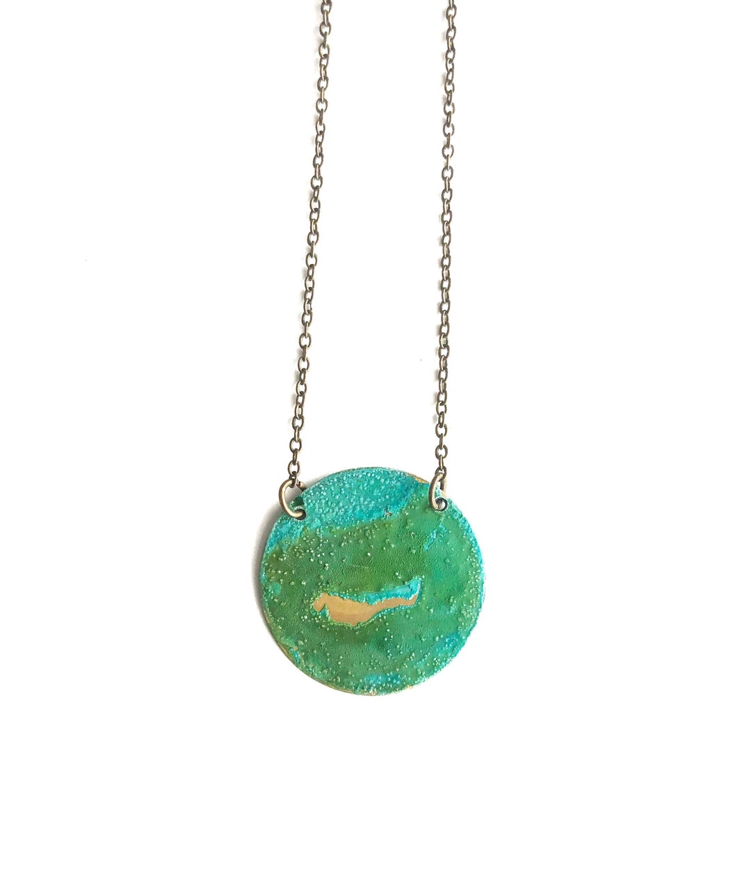 Patina Circle Necklace - Etsy