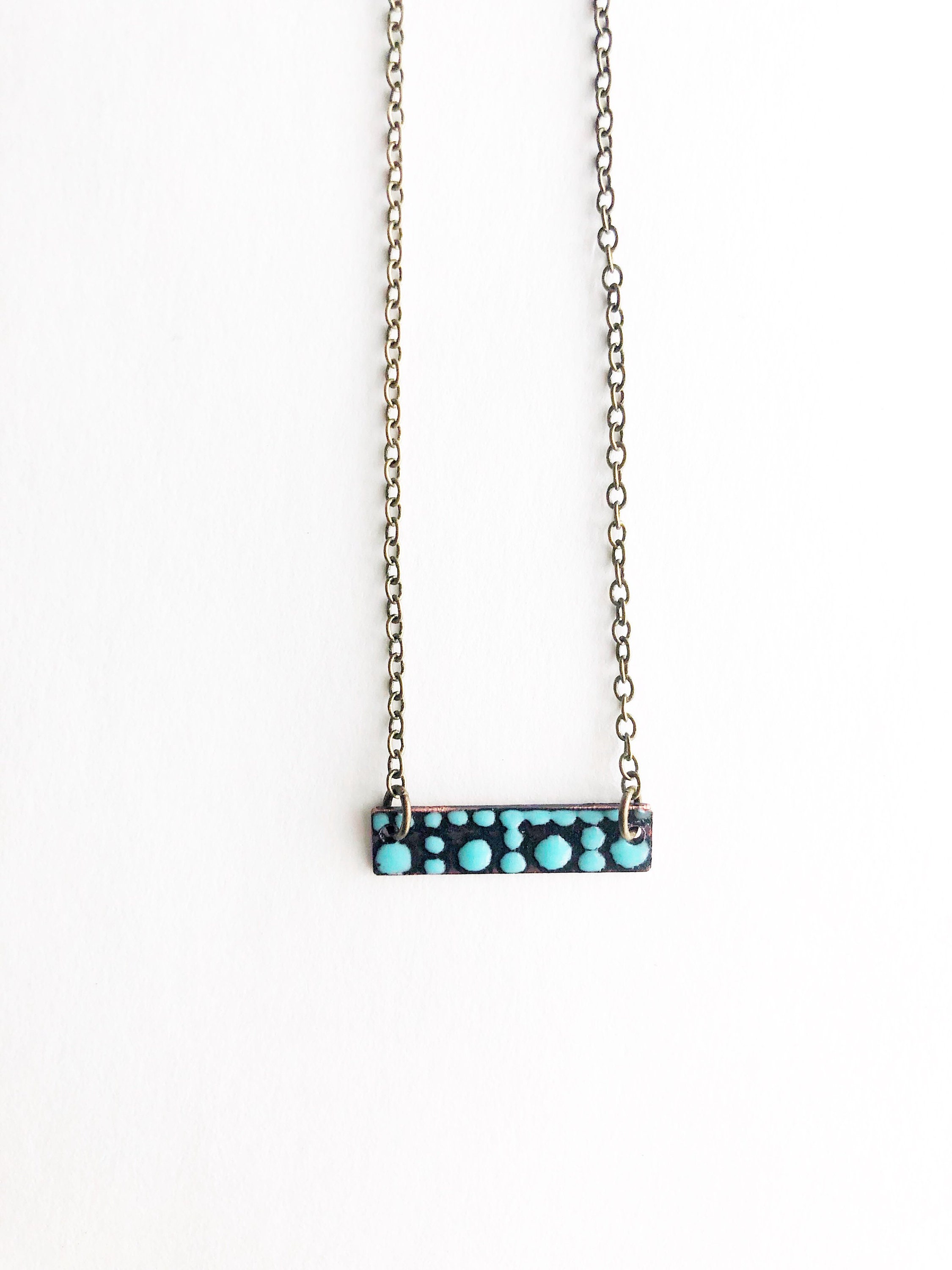 Enamel Rectangle Necklace - Etsy