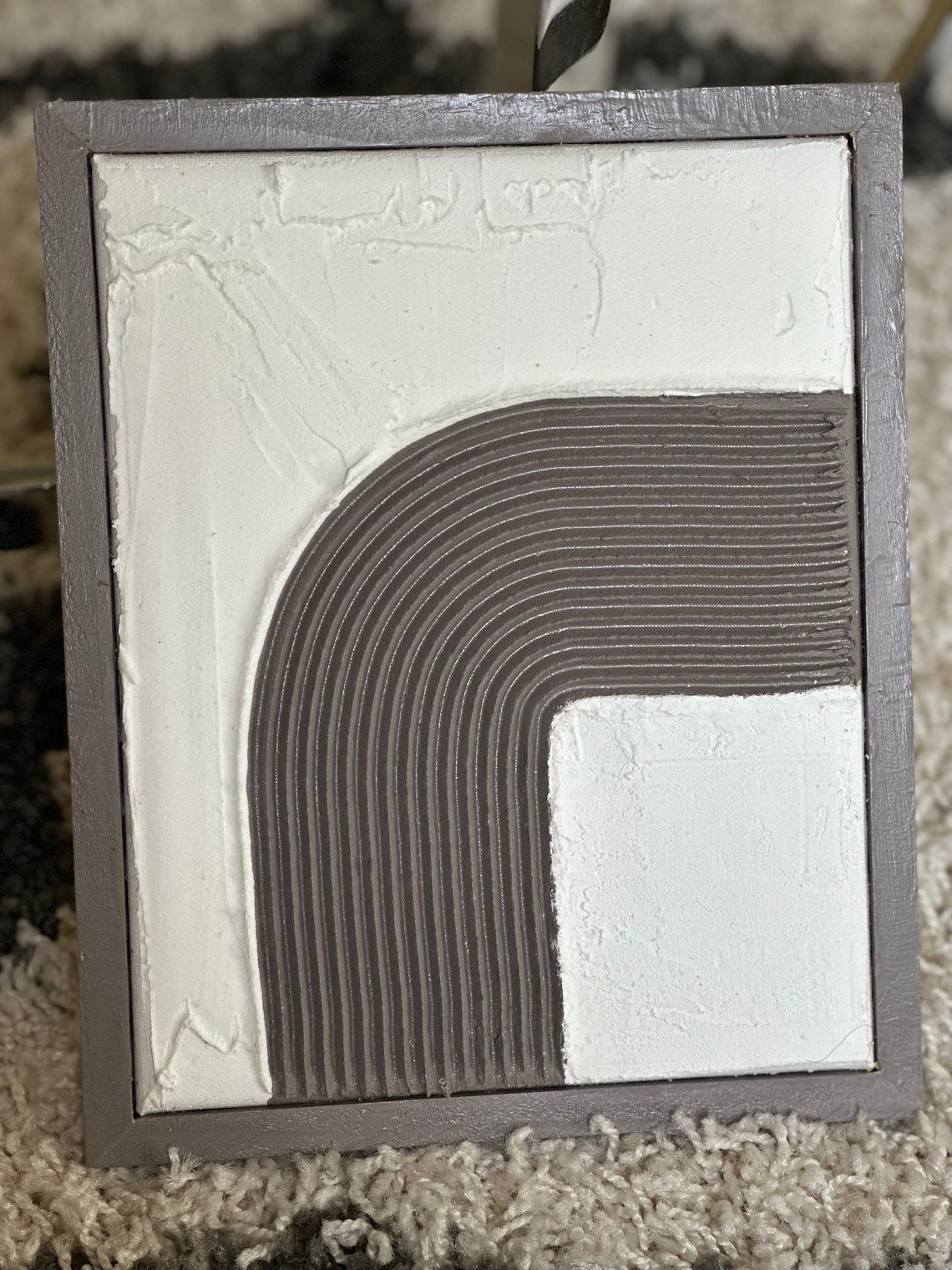 Latte Curve Minimalist Plaster/textured Wall Art, Living Room Decor ...