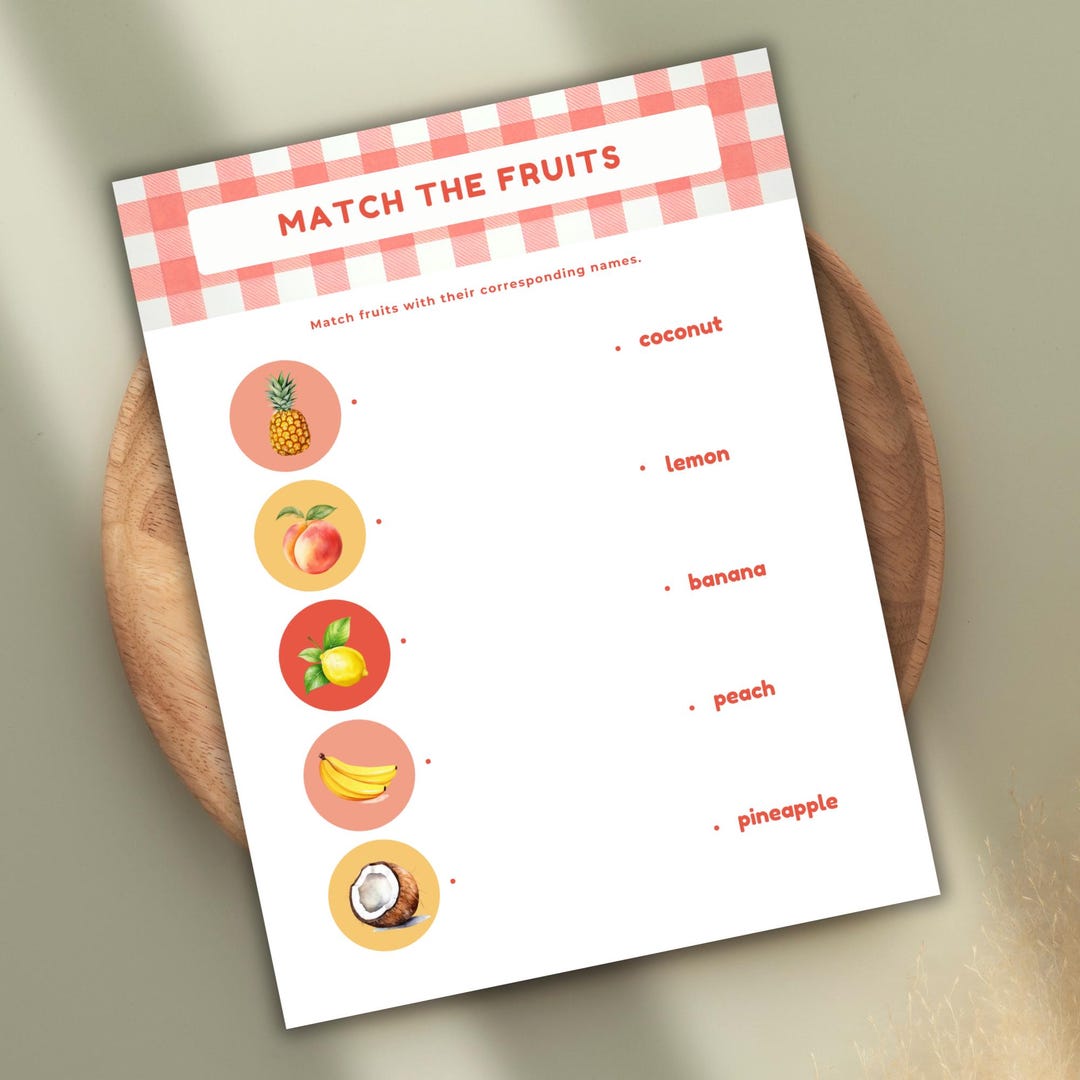 Match the Fruit Printable Game | 8.5x11 Kids Activity | Fun Educational ...