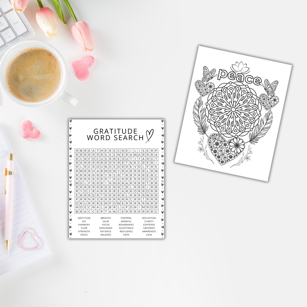 Gratitude Word Search & Coloring Sheet Printable - 8.5x11 Inch ...