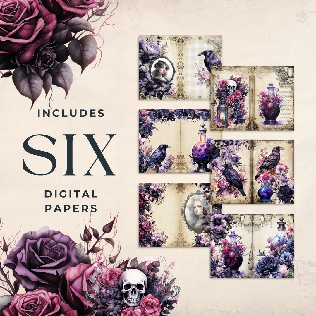 Gothic Junk Journal Kit Printable Pages Dark Ephemera Halloween ...